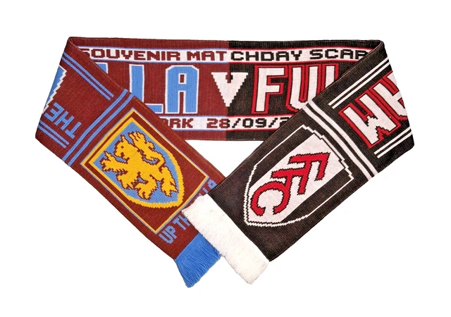 ASTON VILLA V Fulham 28/09/2025 Half And Half Match Scarf / Football ...