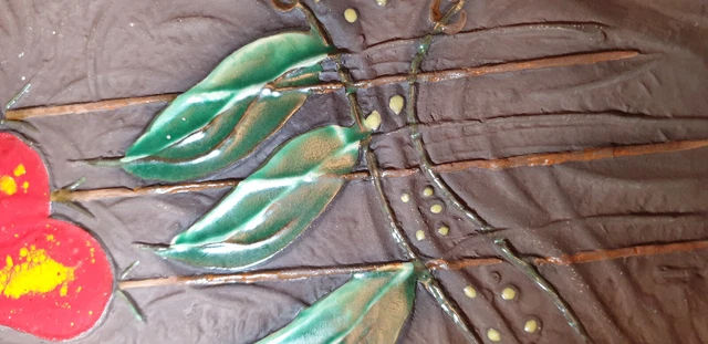 VINTAGE SWEDEN UPSALA Ekeby ceramic wall plaque hanging picture blomma ...