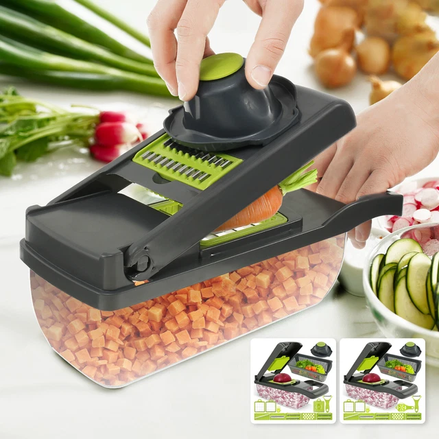 VEGETABLE CHOPPER SET with Replaceable Stainless Steel Blades Vegetable ...