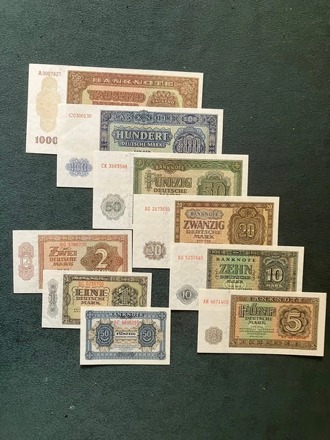 DDR BANKNOTEN 50 Pfennig bis 1000 Mark 1948 Kassenfrisch Unc original ...