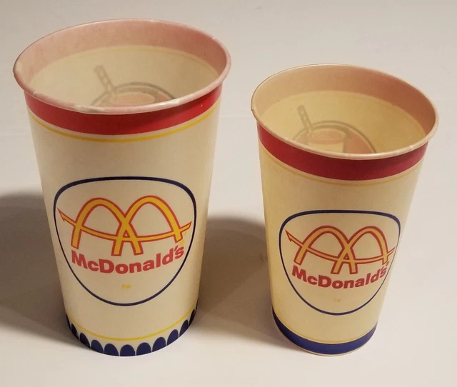 TWO 1960S MCDONALD'S New Old Stock Slash M Logo Wax Paper Cups; 16 oz ...