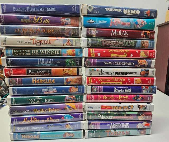 LOT OF 28 DISNEY VHS Cartoon/Pixar Animatio for kids/ French/Francais ...