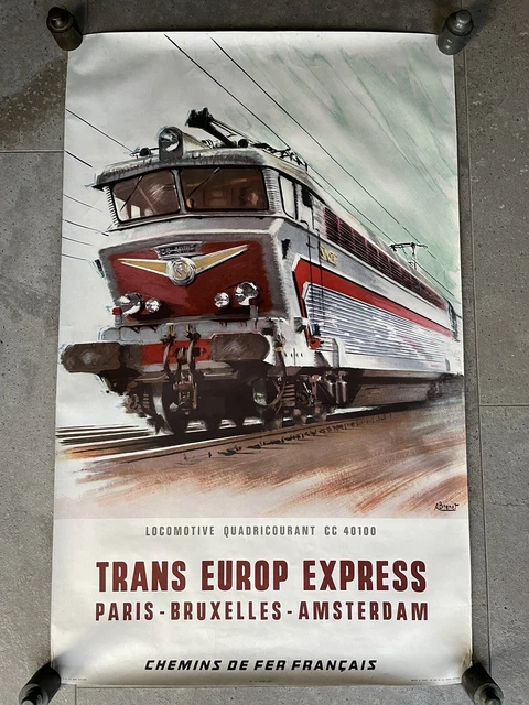 ANCIENNE AFFICHE PUBLICITAIRE Sncf 1971 Train Europ Express £138.31 ...
