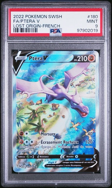 CARTE POKÉMON PTERA V Alt 180/196 FR EB11 Origine Perdue PSA 9 EUR 269 ...