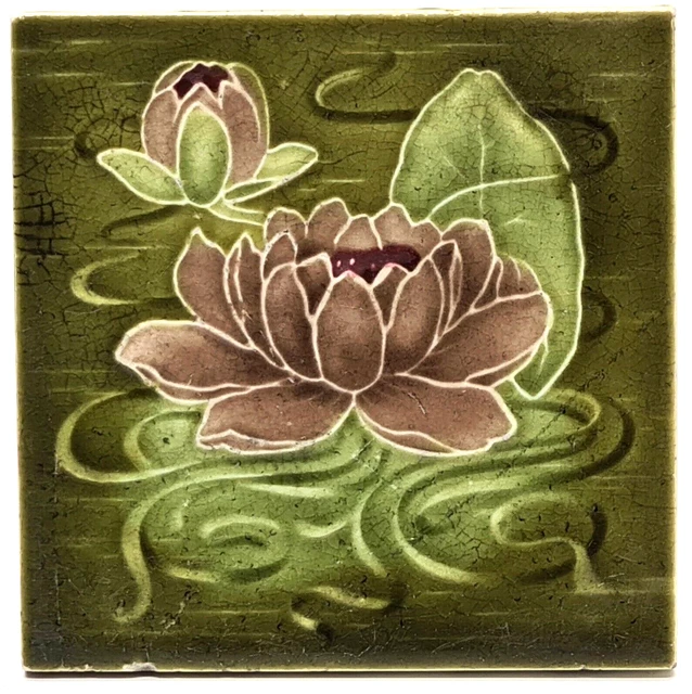 ANTIQUE FIREPLACE TILE Moulded Majolica Malkin Tile Works C1902 £50.00 ...