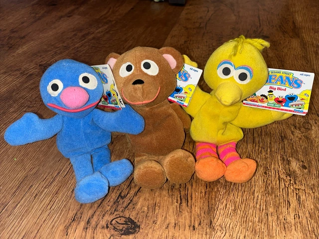 BIG BIRD GROVER Baby Bear Tyco Sesame Street Beans Beanie Soft Toy Jim ...
