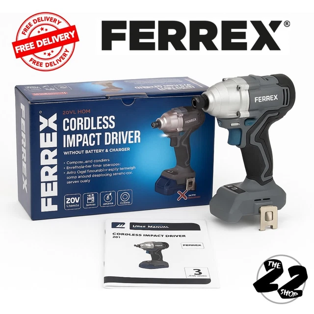FERREX 20V CORDLESS Impact Driver 2025 Model - Bare Unit No Battery Or ...