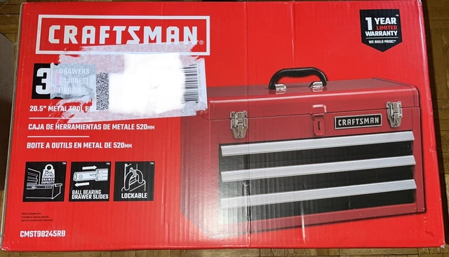 CRAFTSMAN PORTABLE TOOL Box 20.5-in Ball-bearing 3-Drawer Red Steel and ...