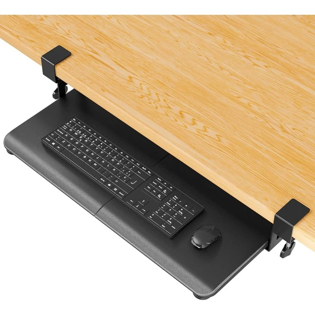 KEYBOARD TRAY UNDER Desk, Pull Out Keyboard & Mouse Tray with C-clamp ...