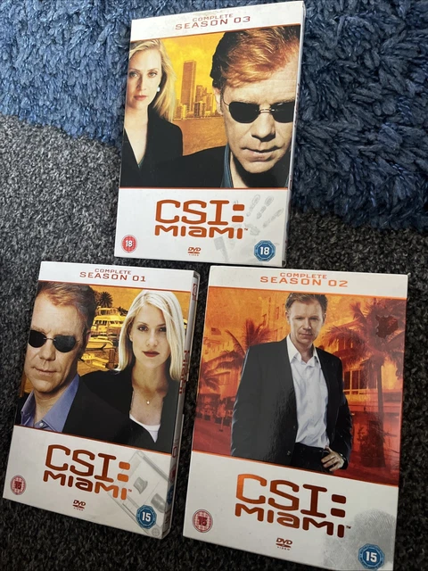 CSI MIAMI: THE Complete Seasons 1 2 & 3 DVD (2010) David Caruso cert 15 ...