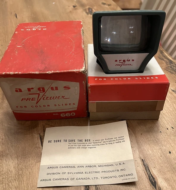 ARGUS PREVIEWER FOR Color Slides Model 660 W/Original Box & Manual ...