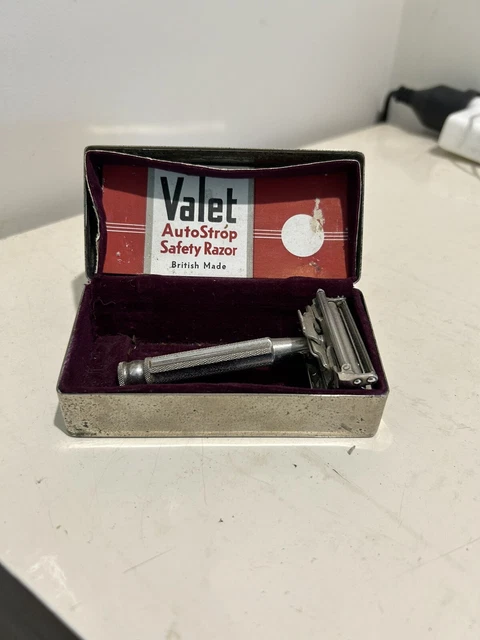 VINTAGE VALET AUTO Strop Safety Razor In Metal Box Complete Set Exc++ ...