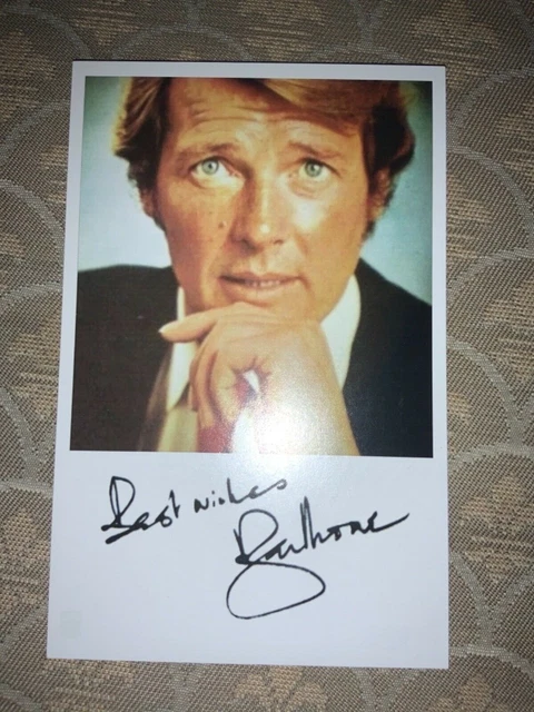 ROGER MOORE PUBLICITY Card Signed Pre Print Facsimile The Saint ...