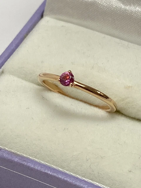 GENUINE PANDORA ROSE Gold Plated Solitaire Deep Pink Stone Stacking ...