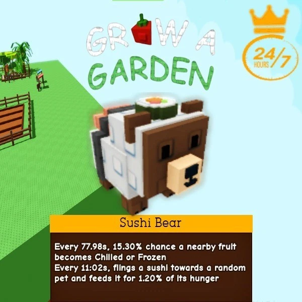ROBLOX GROW A GARDEN 🍣🐻 Sushi Bear [Legendary] 🍣🐻 New Pet & Fast ...