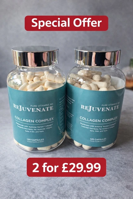 2 X PURE VITAMINS 365 REJUVENATE – Verisol® Collagen Capsules (120 ...