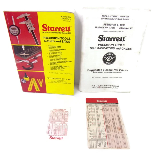 VTG STARRETT 2ND Edition Catalog No. 28 Bulletin 132W No. 43 ...