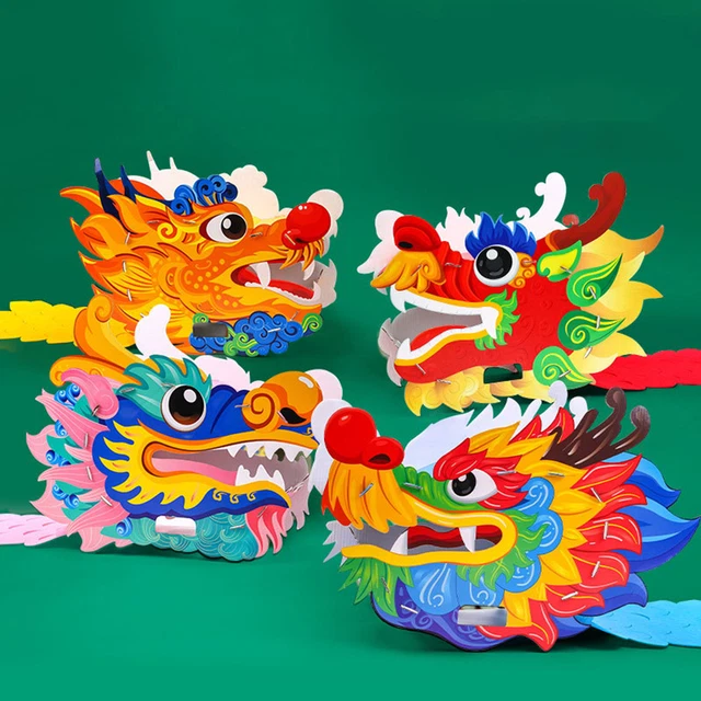 HANDMADE DRAGON HEAD Kit Dance Diy Craft 2024 Year of the Paper ...