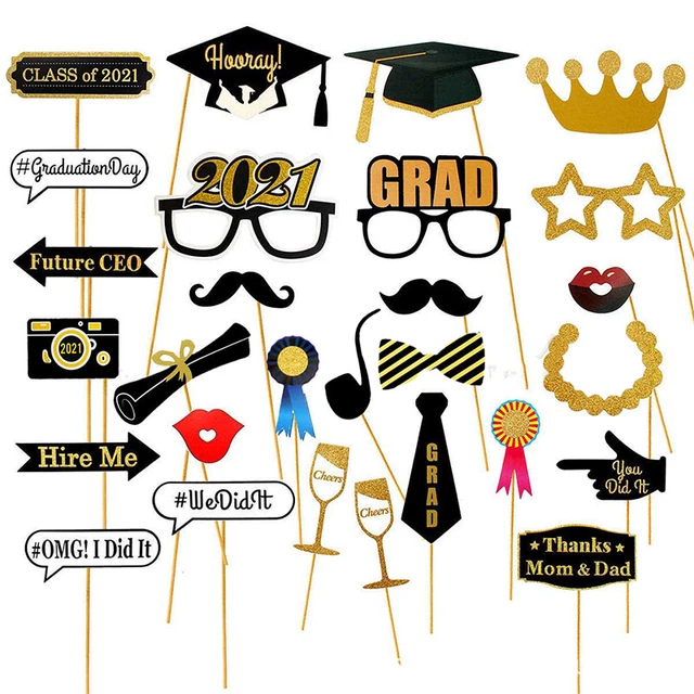 GRADUATION PHOTO BOOTH Props Graduation 2021 Party Decorations Congrats ...
