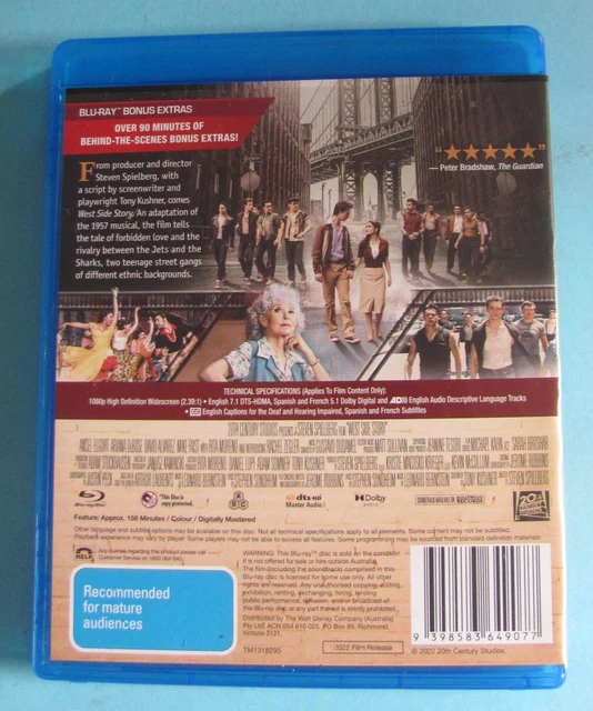 WEST SIDE STORY BLU-RAY Ansel Elgort (Steven Spielberg) AUST All Region ...