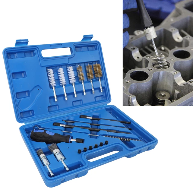 19 PCS DIESEL Injector Cleaning Kit Cylinder Heads Bore Cleaning Brush ...