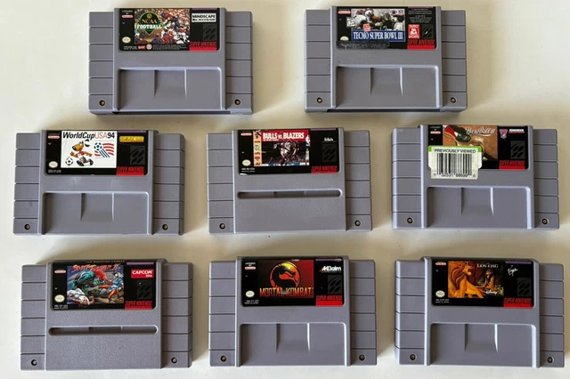 LOT DE 8 Super Nintendo SNES Games Street Fighter, Mortal Combat ...