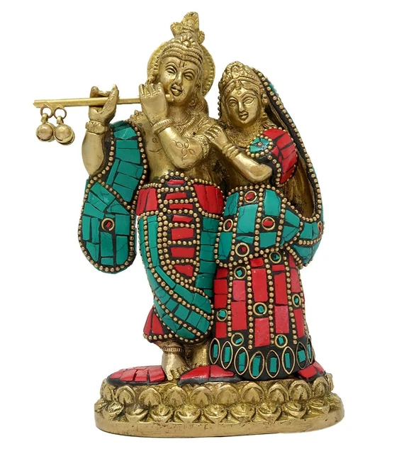 BRASS STATUE RADHA Krishna Figurine Hinduism Symbol Idol Figurine £134. ...