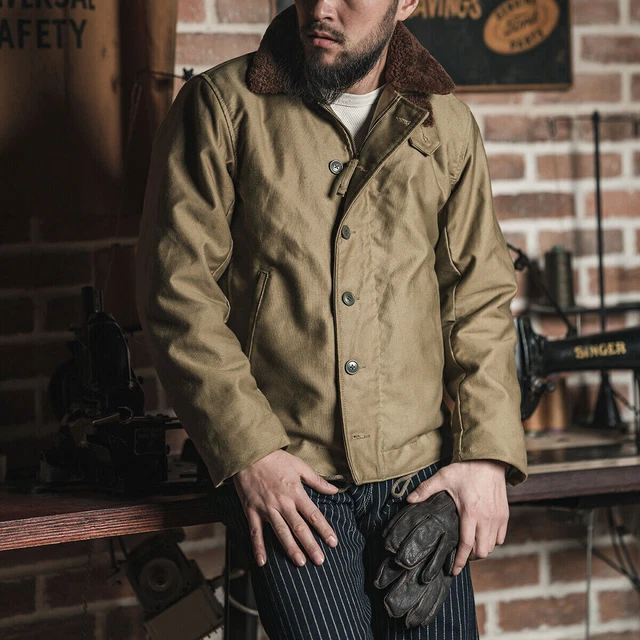 BRONSON MEN'S USN SUBMARINE N-1 Deck Jacket Heavy Duty Winter Wool ...