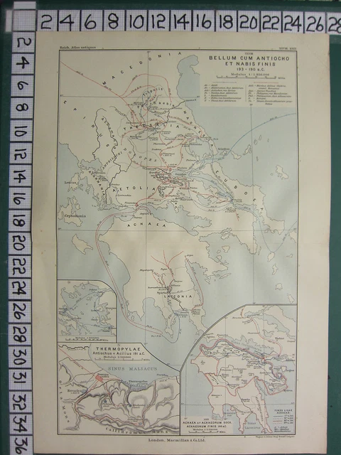 HISTORICAL MAP BATTLE Plan + Text ~ Wars With Antiochus Nabis 190 Bc ...