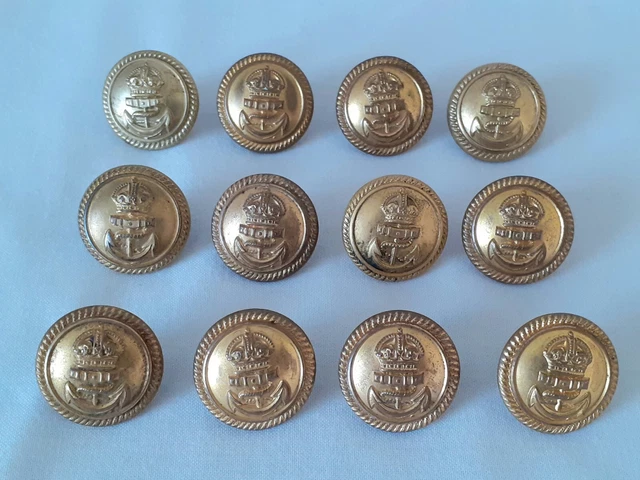 12 X ROYAL Navy Officers Brass Uniform Buttons KC Kings Crown WW1/WW2 £ ...
