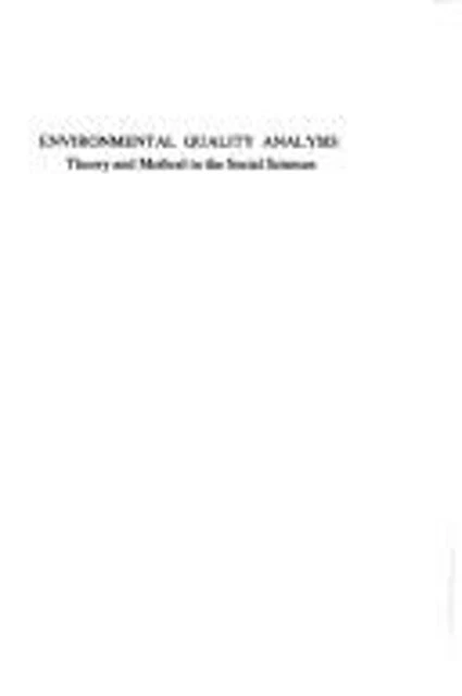 ÉCOLOGIQUE QUALITÉ ANALYSIS : Théorie Et Méthode En The Social EUR 4,29 - PicClick FR