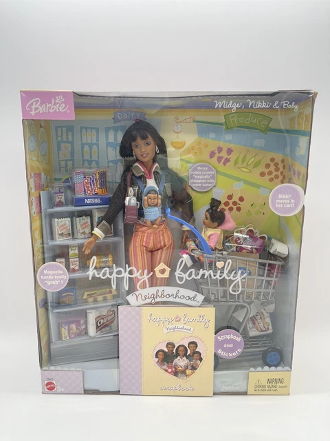 BARBIE HAPPY FAMILY Neighborhood Midge Nikki & Baby AA Box Damage NRFB ...