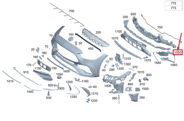 MERCEDES-BENZ C W206 Front Left Bumper Air Duct Segment A2068858302 NEW ...