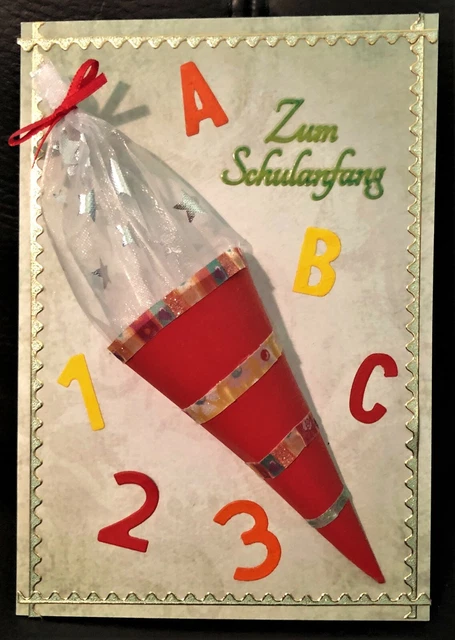 HANDGEFERTIGTE GLÜCKWUNSCHKARTE ZUR Einschulung Schulanfang Handarbeit EUR 5,50 - PicClick DE