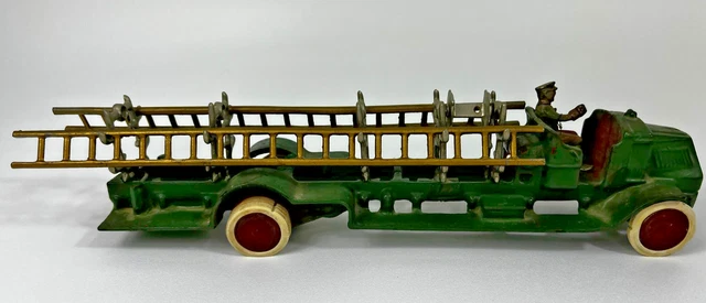 ARCADE 242 LARGE Cast Iron Fire Ladder Mack Truck with Dual Rear Wheels ...