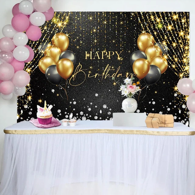 GOLDEN GLITTER STRING Balloon Birthday Backdrop $37.85 - PicClick AU