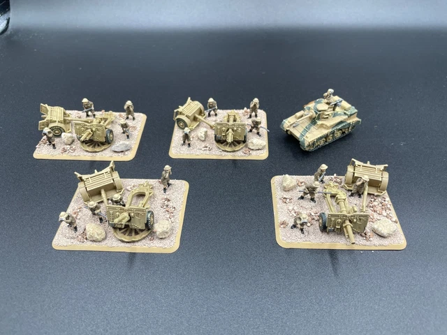 FLAMES OF WAR FOW Painted British 25 Pounder Artillery x4+ tank Desert ...