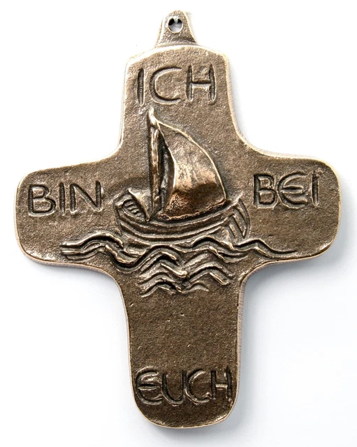 KREUZ KOMMUNION TAUFE MARIA LAACH Segelschiff Boot See Meer Bronze Wand ... KREUZ KOMMUNION TAUFE MARIA LAACH Segelschiff Boot See Meer Bronze Wand ...