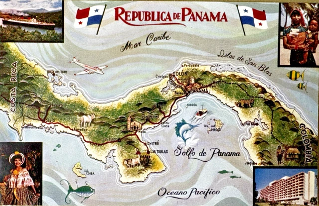 1965 REPUBLICA DE Panama, Colour Image Artist Picture Postcard Central ...