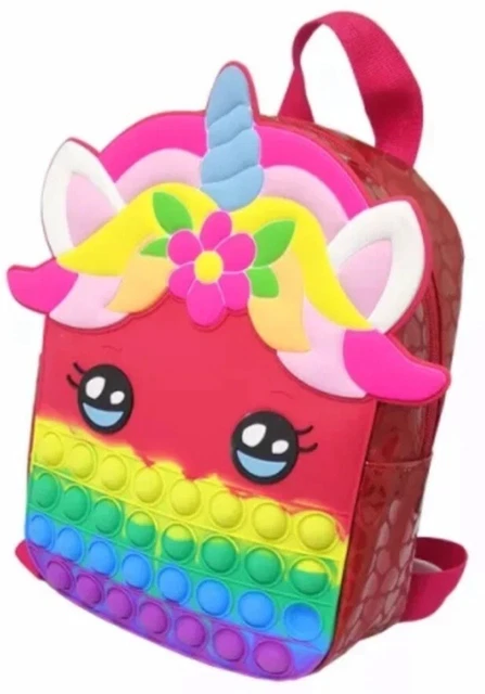 UNICORN POP FIDGET It Toys Backpack Bag Kids Girls Boys Push Bubble ...