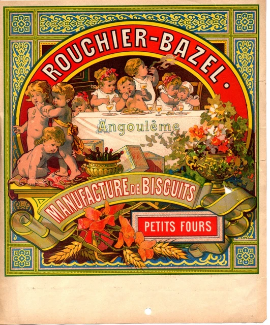 ANCIENNE AFFICHE PUBLICITAIRE - Chromo - Biscuits ROUCHIER-BAZEL ...