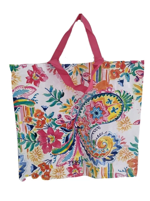 Bnwt Swirl Jute Tote Shopping Bag Meadow Flowers Limited Edition Tesco