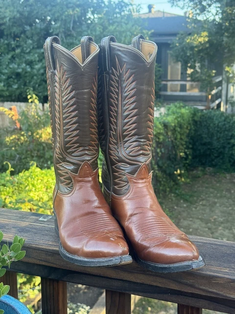 VINTAGE TONY LAMA #1629 Brown Leather Cowboy Boots Size 7.5 See ...