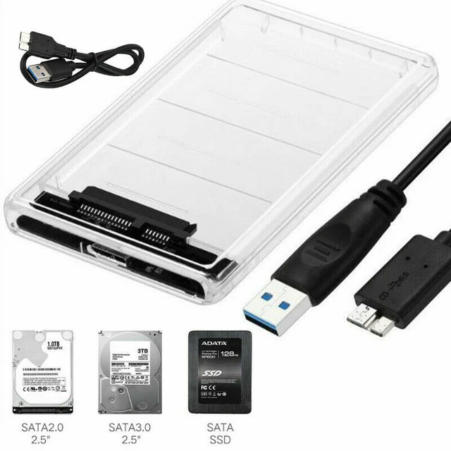 USB 3.0 TO SATA Enclosure Caddy Case For Hard Drive 2.5" Inch HDD / SSD ...