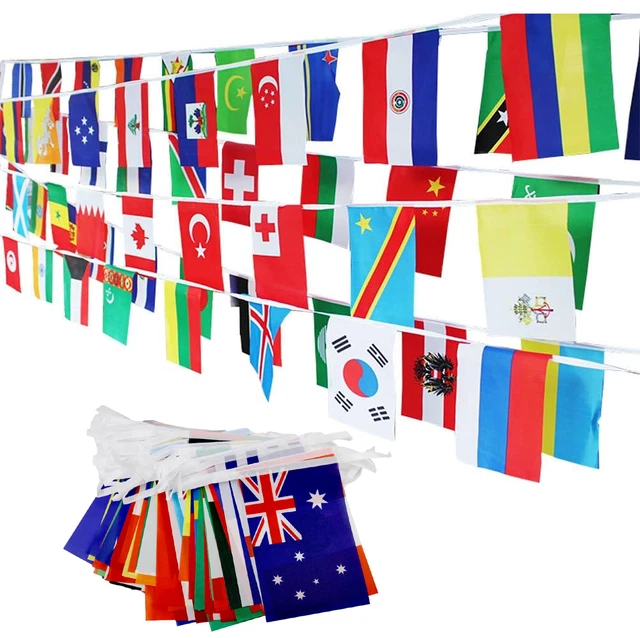 INTERNATIONAL 100 COUNTRIES String Flag Bunting Pennant Banner 82 Feet ...