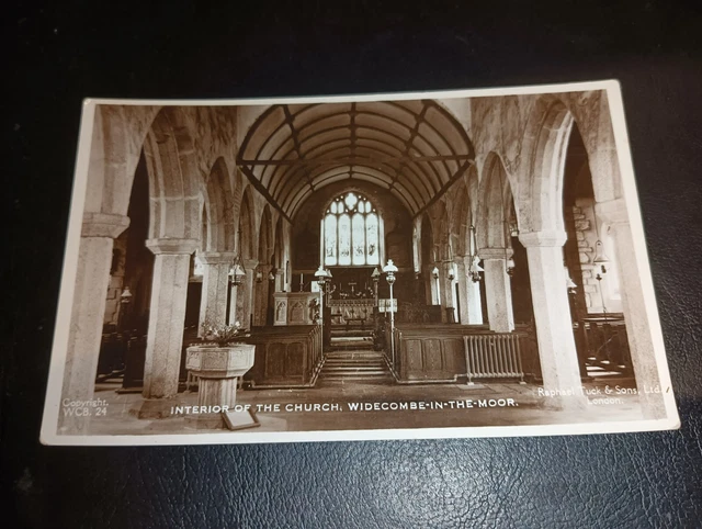 CHURCH INTERIOR, & Font, WIDECOMBE IN THE MOOR, Devon RP $4.04 - PicClick