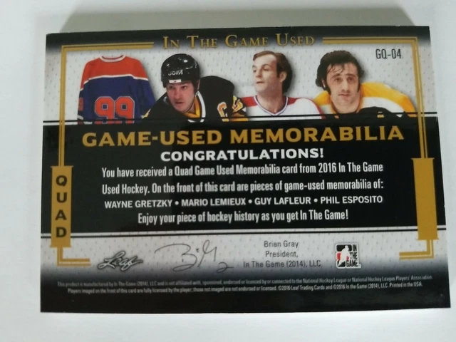 WAYNE GRETZKY,MARIO LEMIEUX,GUY Lafleur,Phil Esposito leaf quad ...