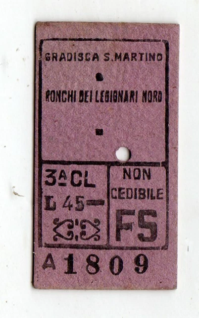 BIGLIETTO TICKET Edmonson Gradisca S.martino Ronchi Dei Legionari 2-9 ...