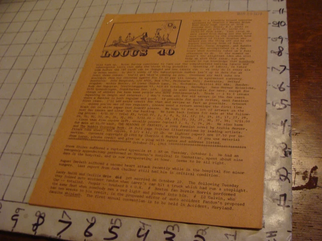 VINTAGE ORIGINAL SF Zine: LOCUS #40 Oct 21, 1969--Charlie & Dena Brown ...
