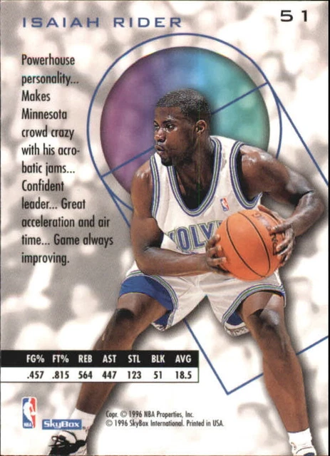 1995-96 E-XL MINNESOTA Timberwolves carte basketball #51 Isaiah Rider EUR 1,66 - PicClick FR